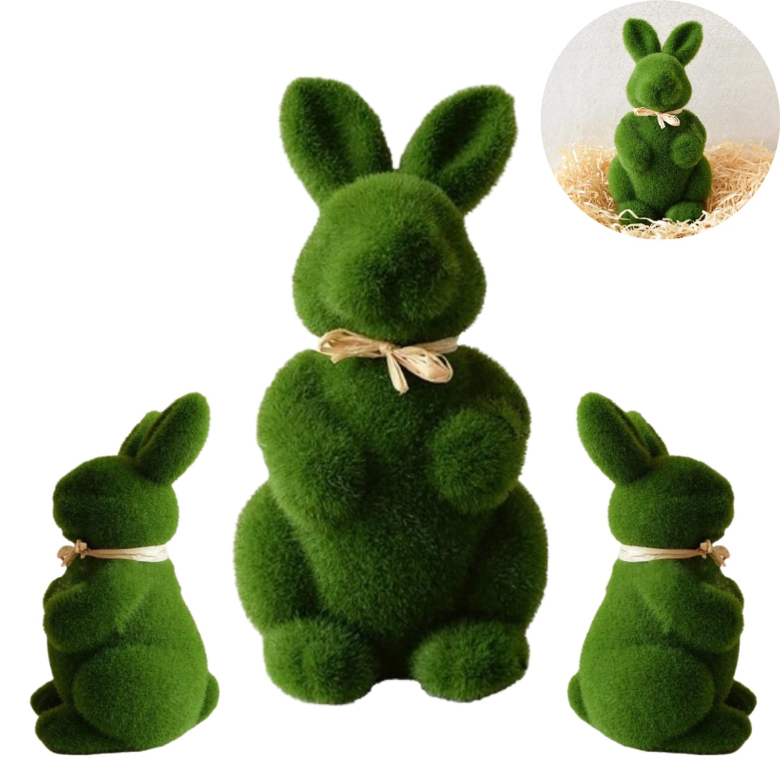 Gift Boutique Green Fuzzy Flocked Bunny Easter Holiday Spring Decor ...