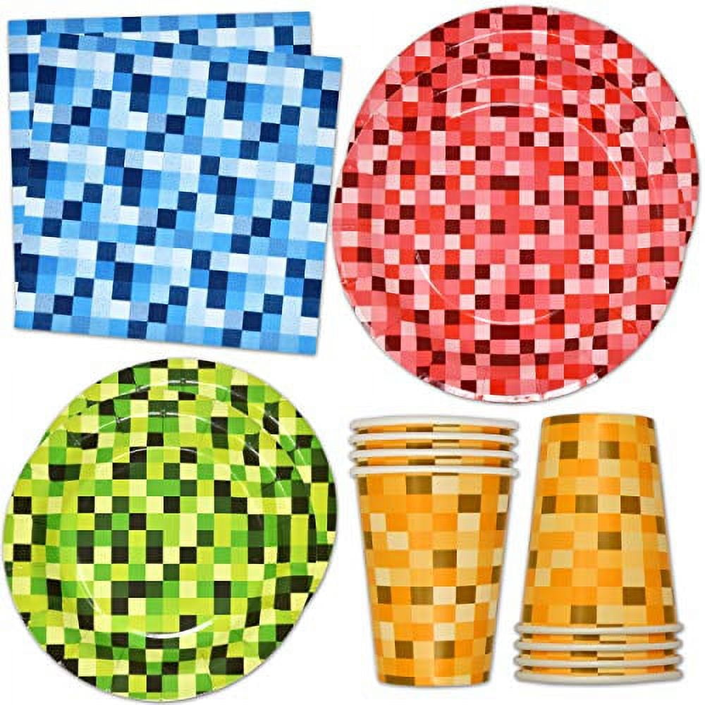 Gift Boutique Pixel Birthday Party Decorations Pixelated Dinnerware ...