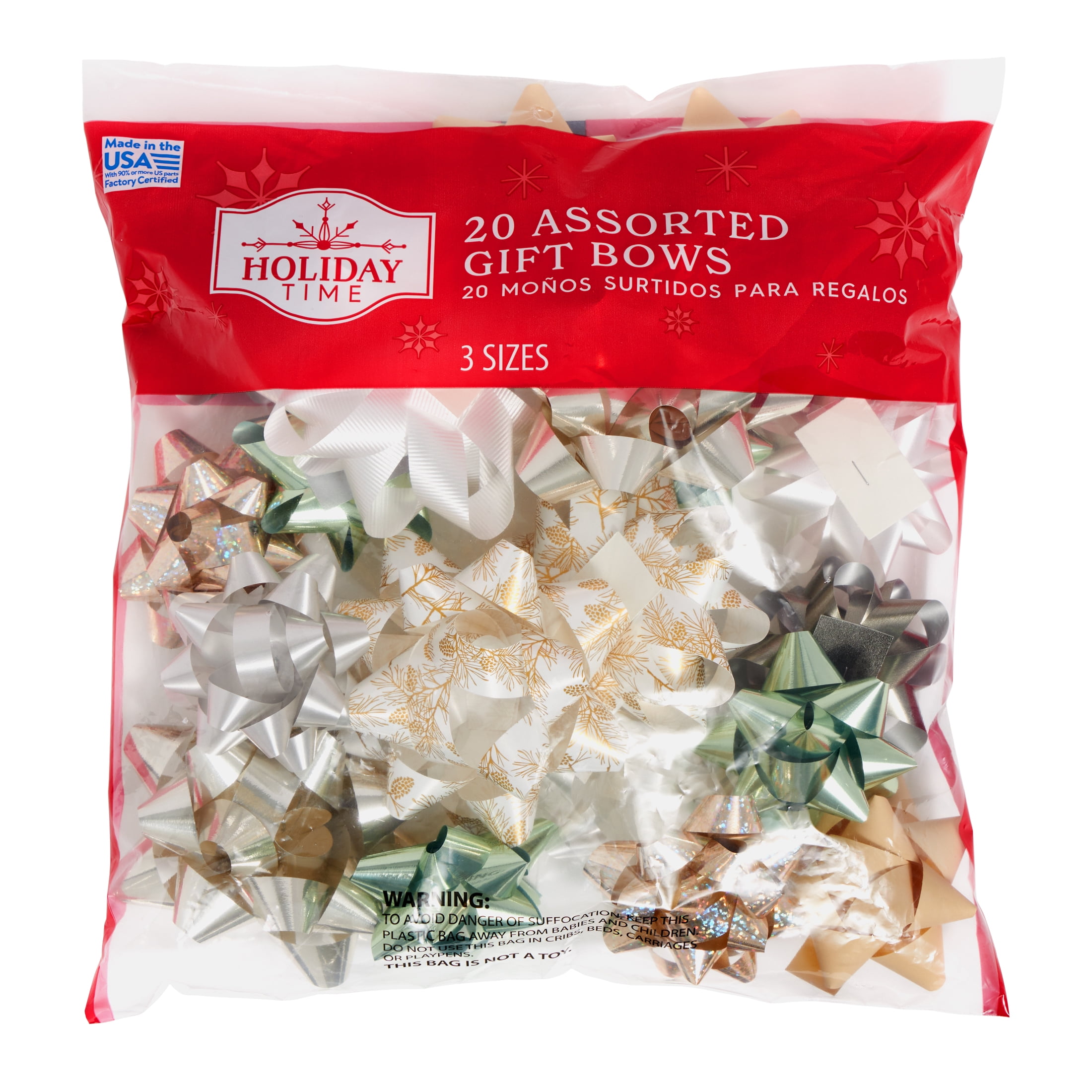 Gift Bows, Gold and White, Assorted Designs, and Sizes, 20 Count, by ...