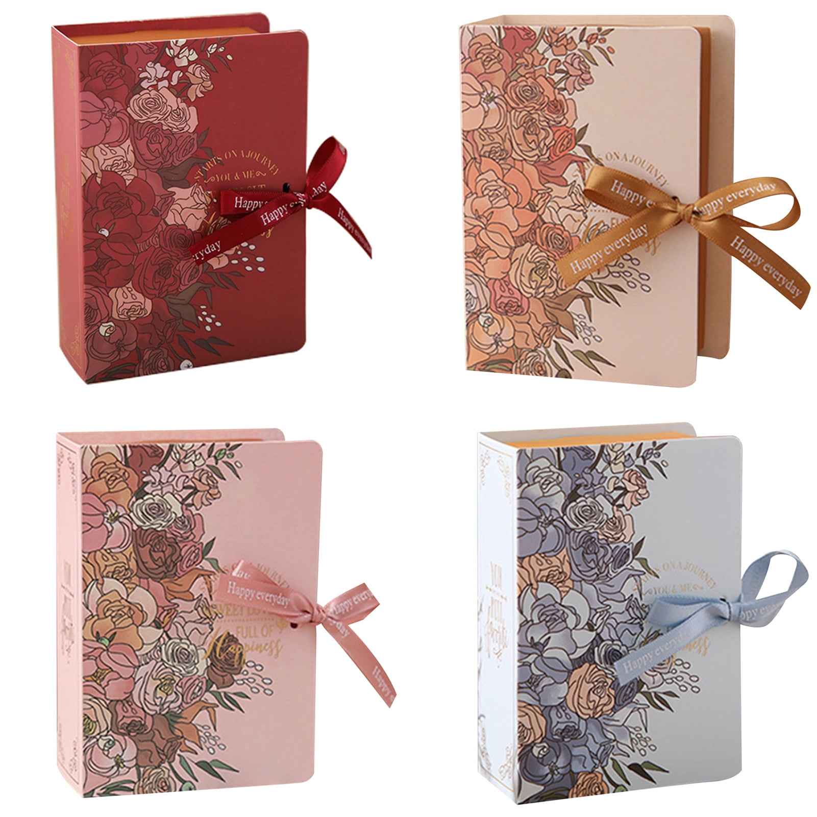 Gift Box with Bowtie - 10Pcs Book Shape Gifts Package Box Clear Print ...