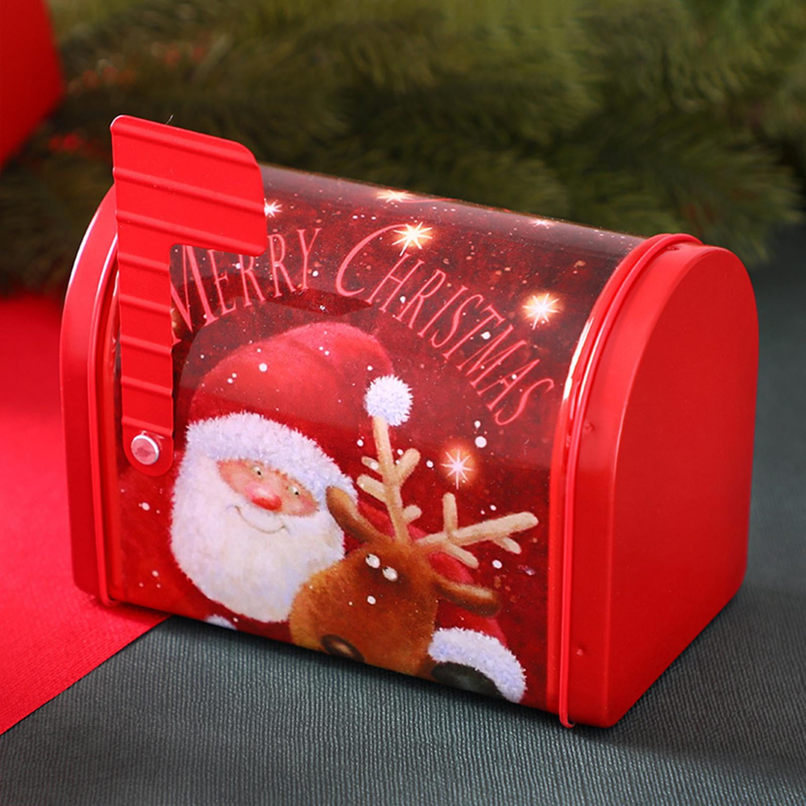 Gift Box Mailbox Shape Metal Storage Container Xmas Cookie Great Kids ...