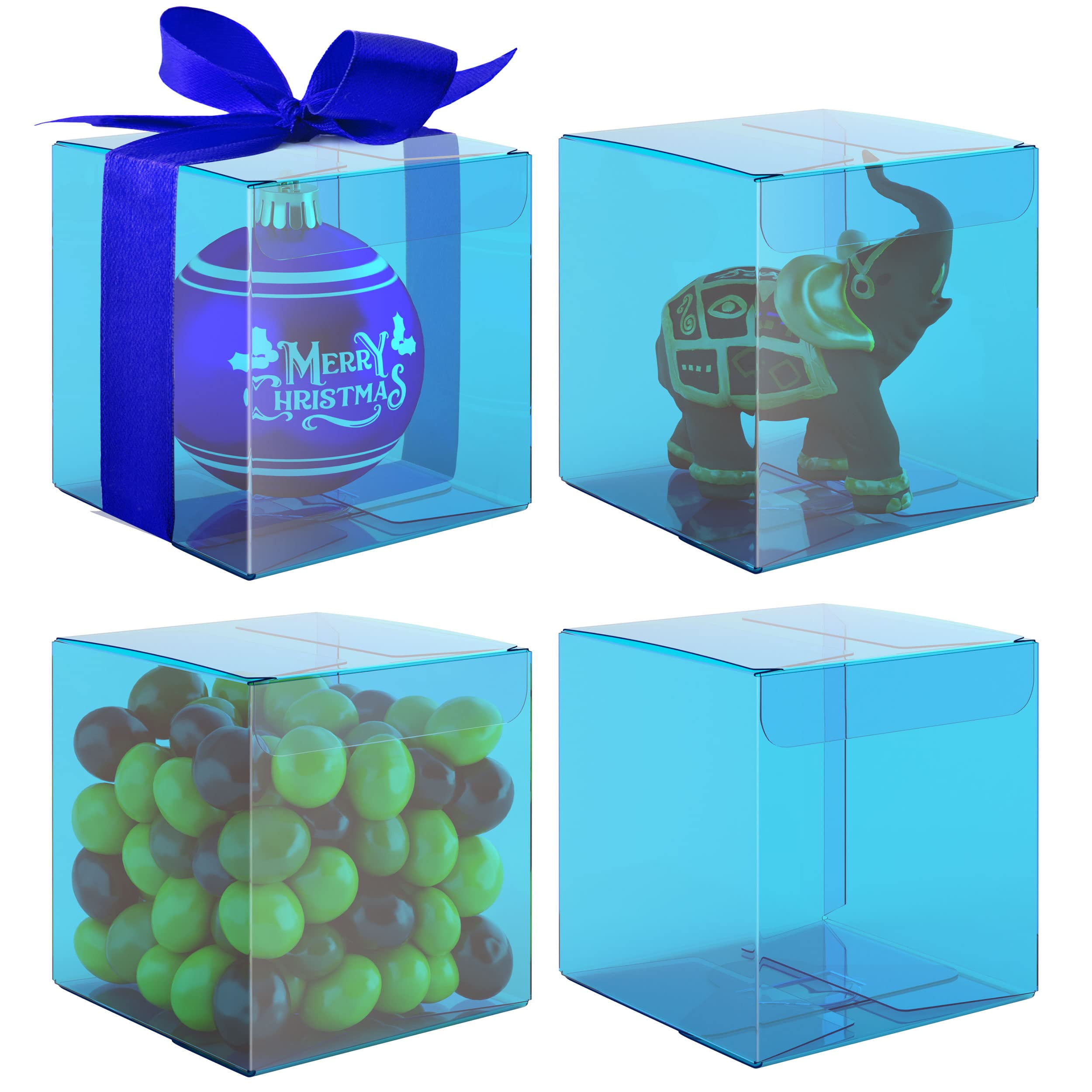 Gift Box Plastic - 3x3 (Blue) - Walmart.com
