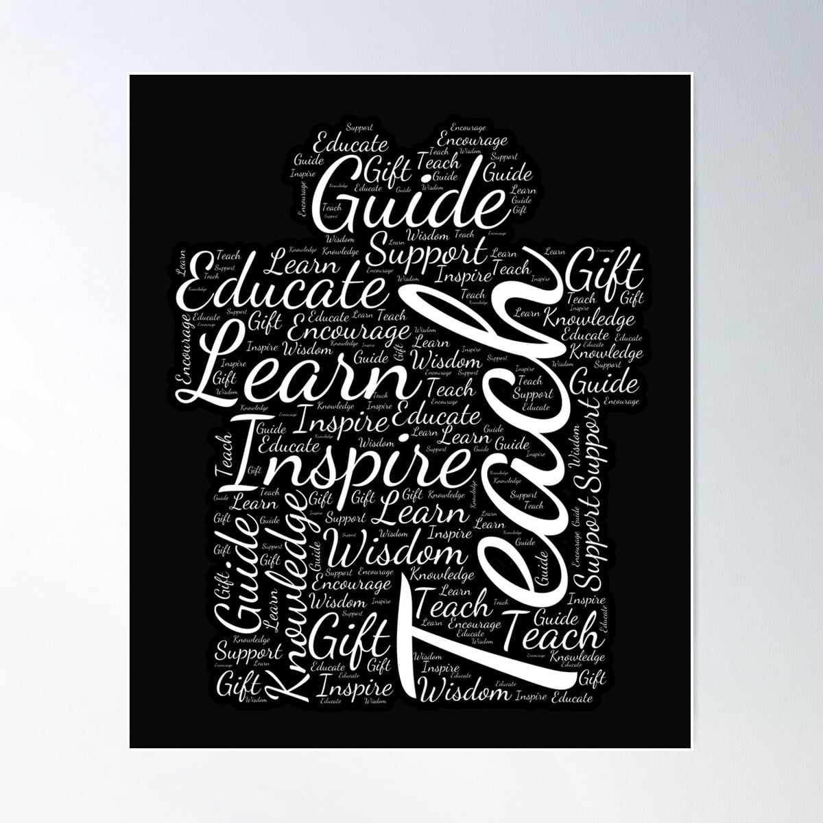 Gift Box Shape Word Cloud Poster Wall Art, Modern Wall Decor For Living ...