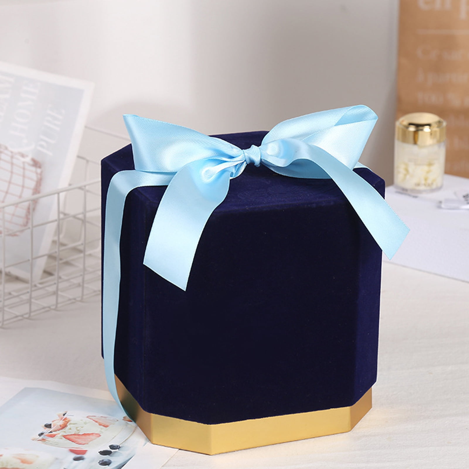 Gift Box Simple Nordic with Lid Beautiful Gift Box with Ribbon Birthday ...