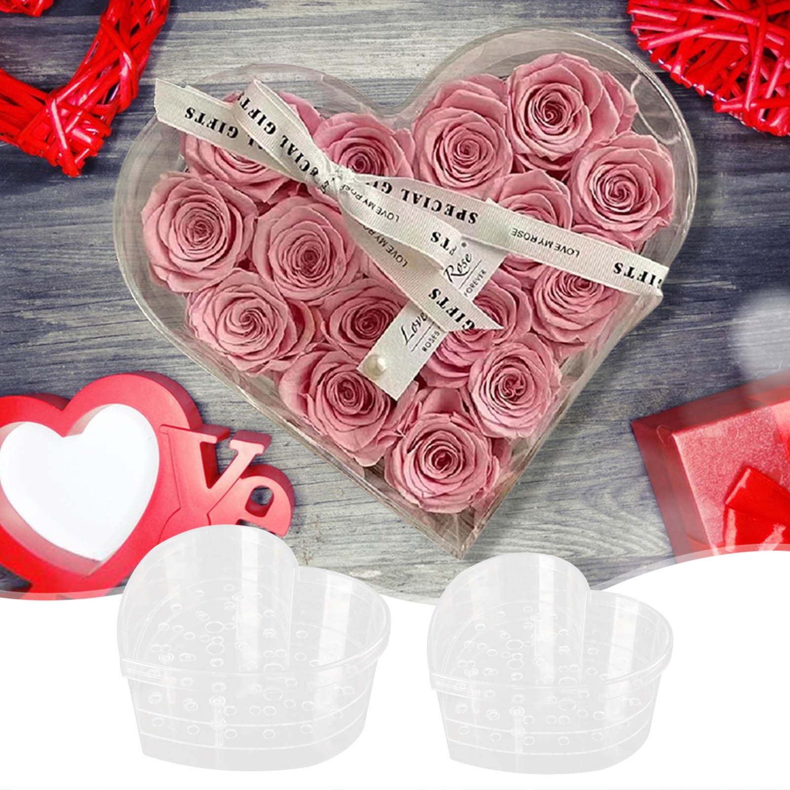 Gift Box Valentines Box Clear Acrylic Vase Heart Shaped Box With 33 ...