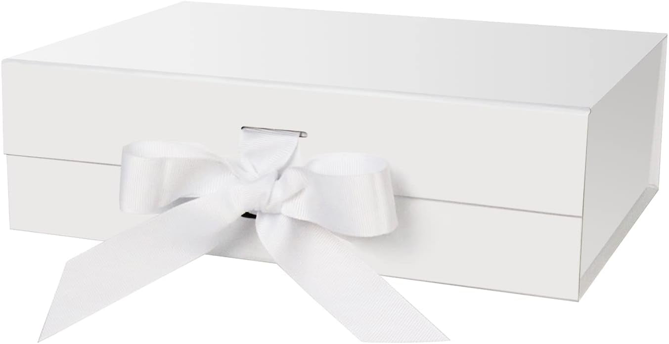 RICHTOP White Gift Box with Lid 10.5x7.5x3.1 Inches Magnetic Closure ...