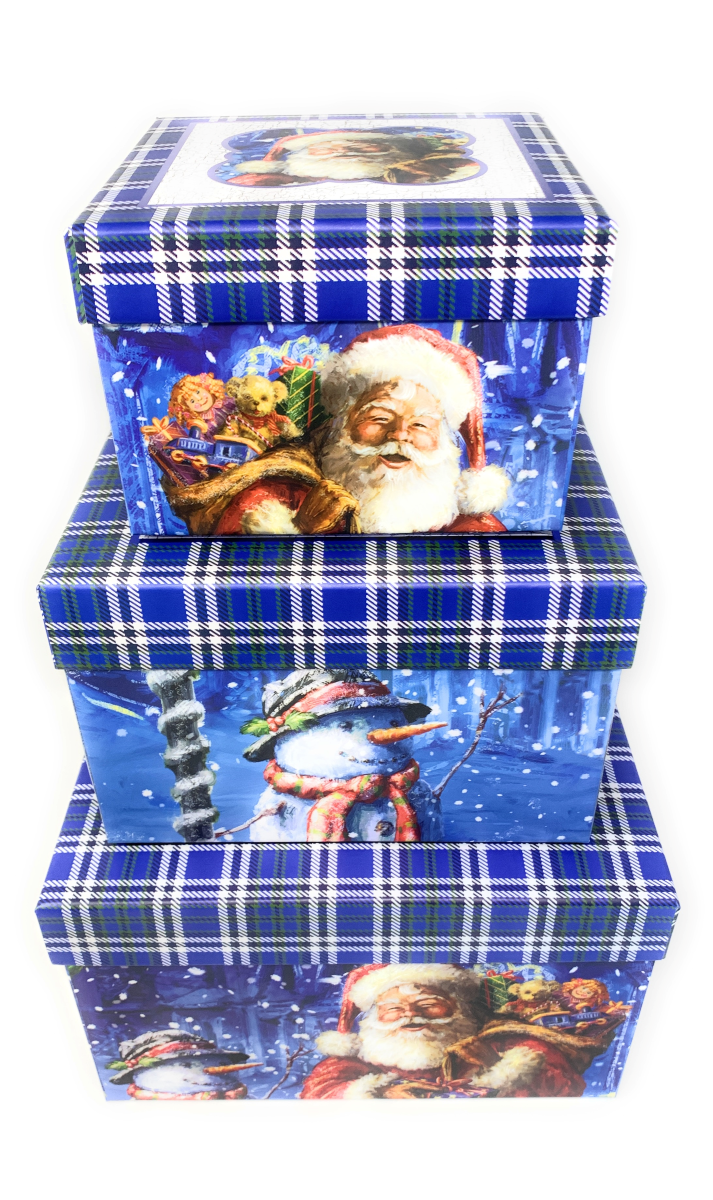 Gift Boxes Set of 3 Deluxe Christmas Nesting Boxes with Lids in 3 ...