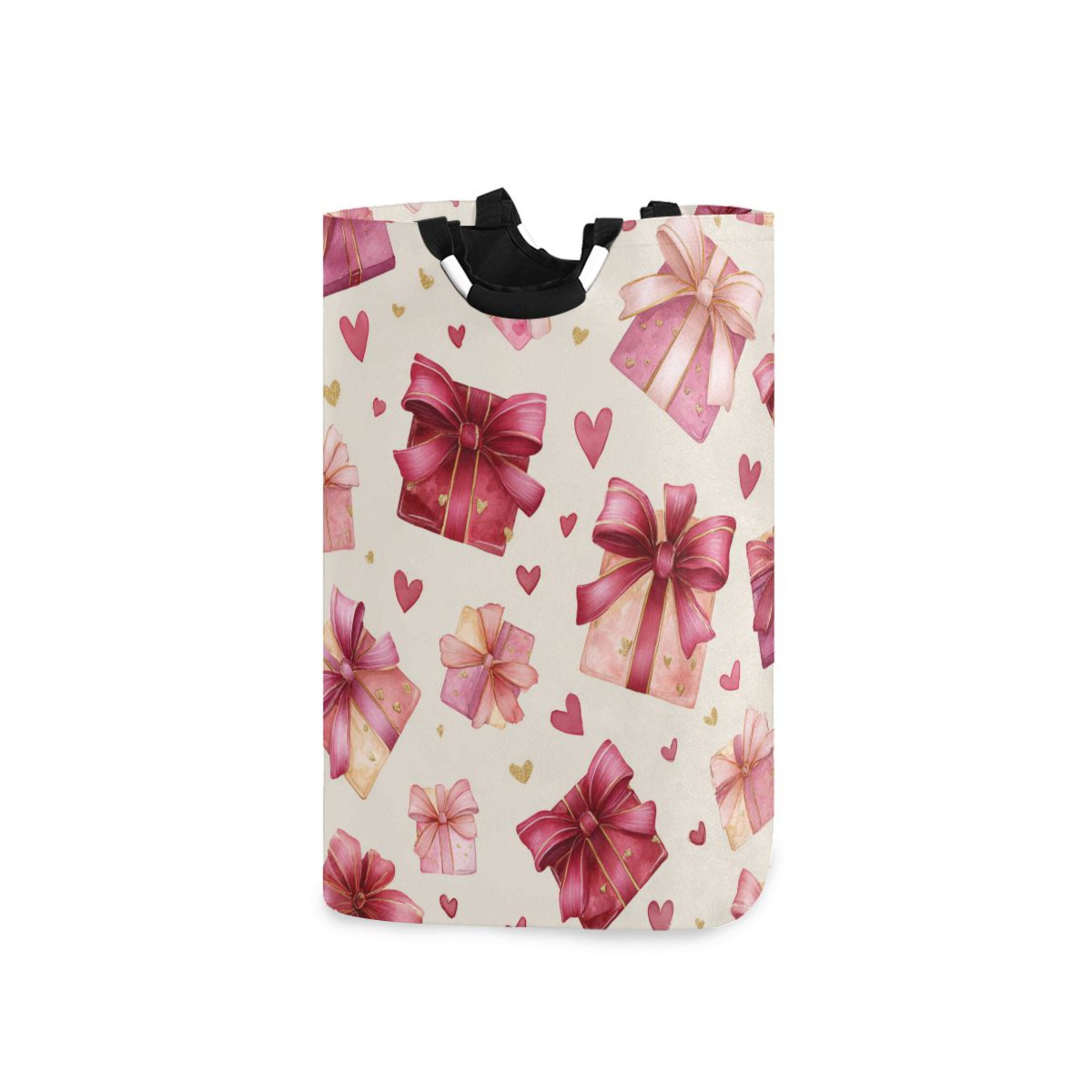 Gift Boxes with Bows Hearts Valentine Laundry Basket with Handles ...