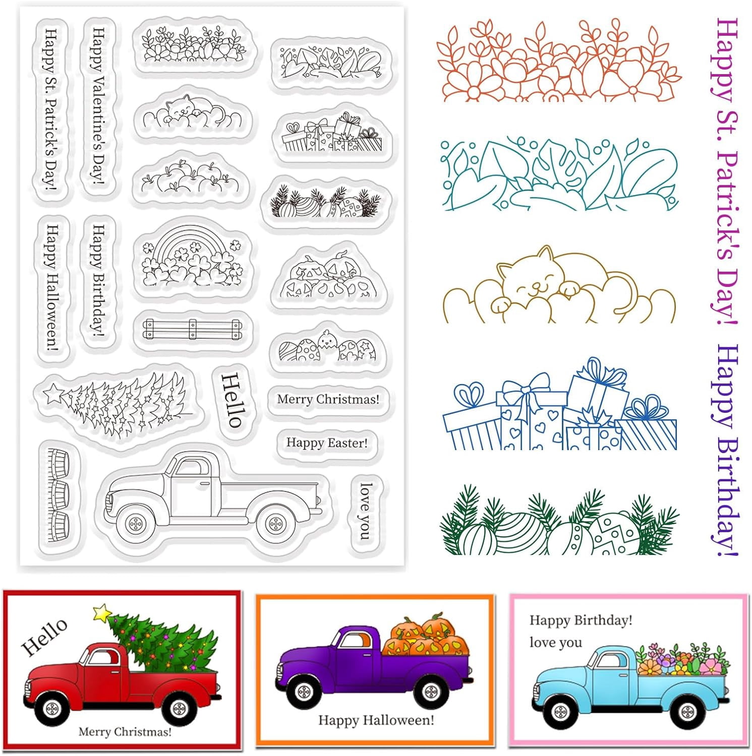 Gift Car Clear Stamp for Card Making Festival Words Rubber Stamps ...