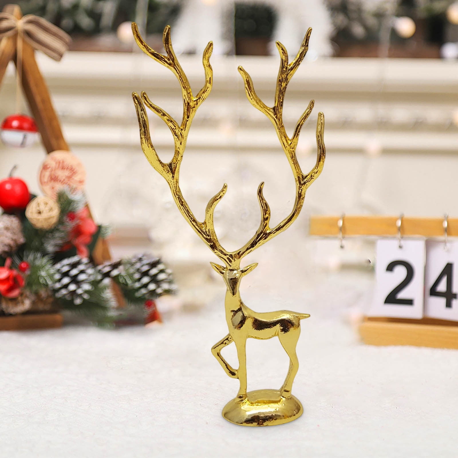 YZEGDCH Fashion Gold Reindeer Figurines, Christmas Reindeer Decor for ...