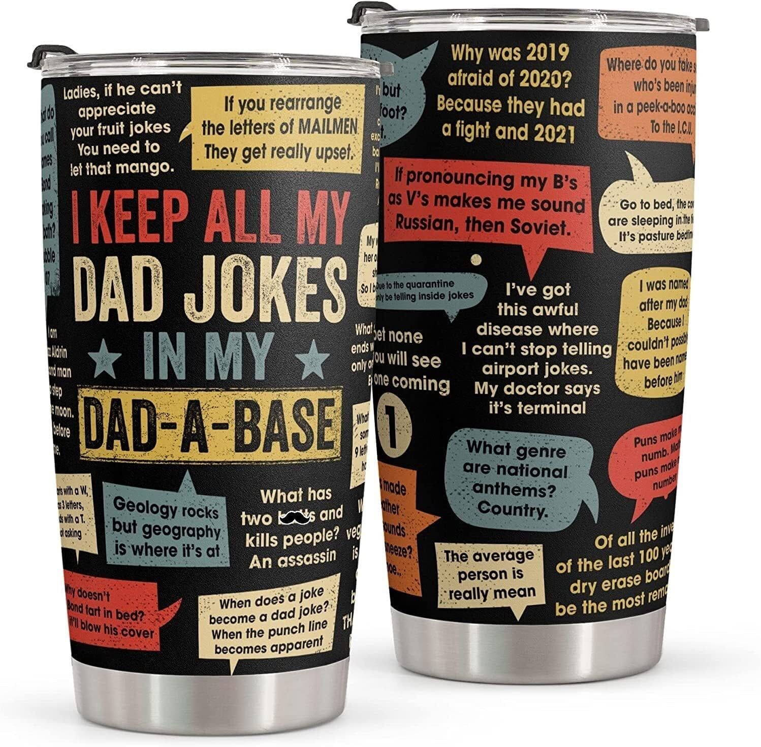 Gift For Dad - Stainless Steel Tumbler 20oz - Dad Joke Birthday Gift ...
