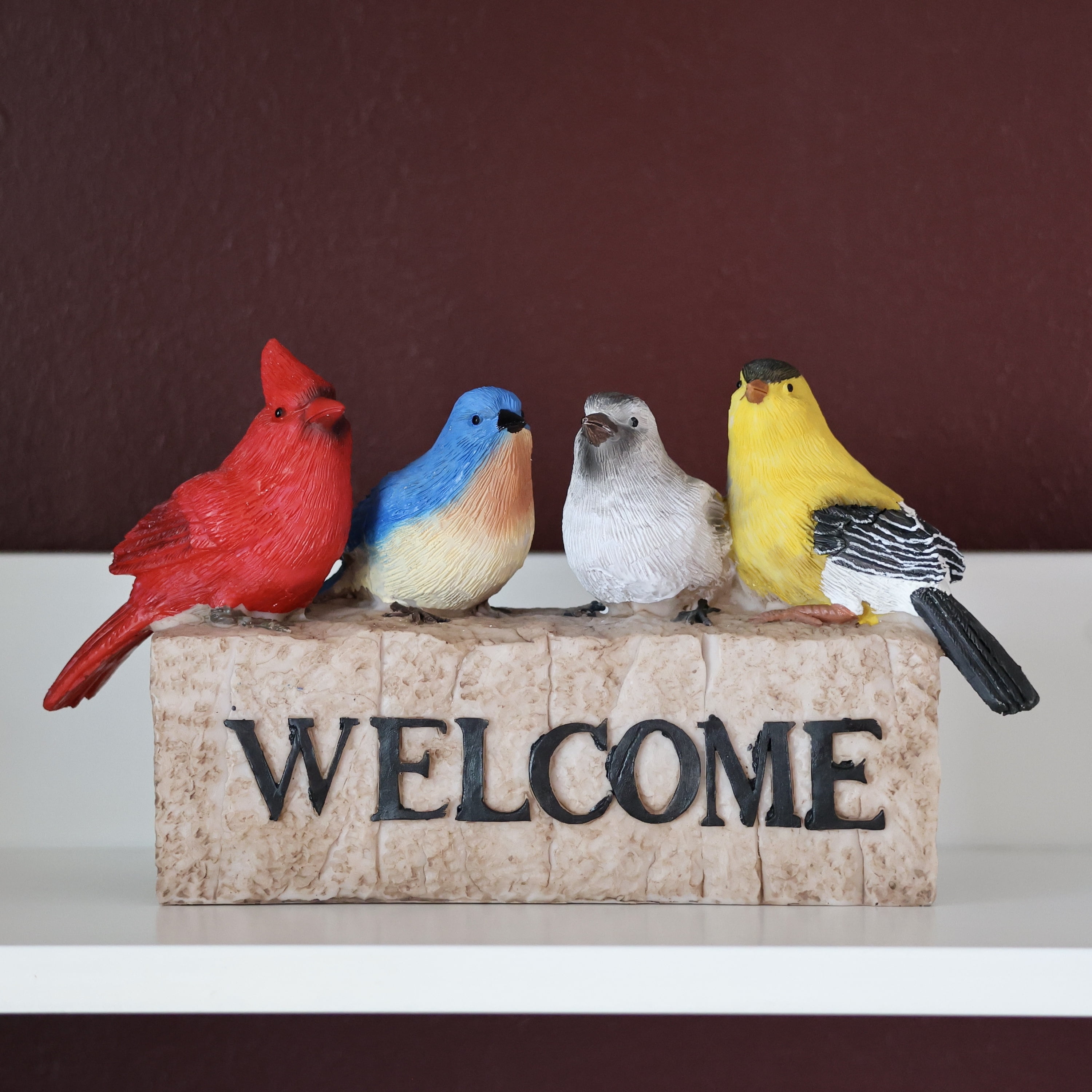Gift Essentials Backyard Birds Welcome Statue, Resin Welcome Sign ...