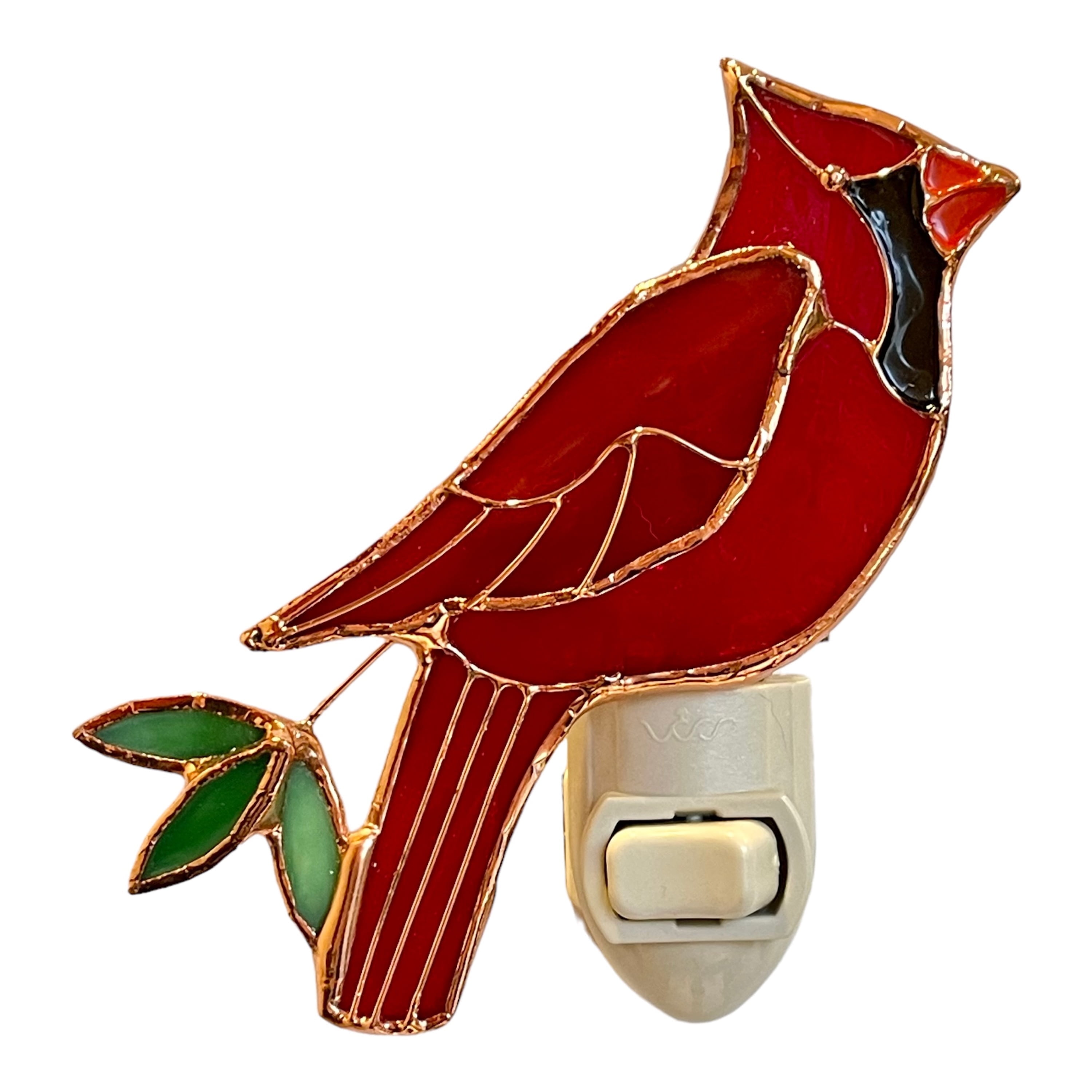 Gift Essentials Cardinal Night Light Red Stained Glass Nightlight ...