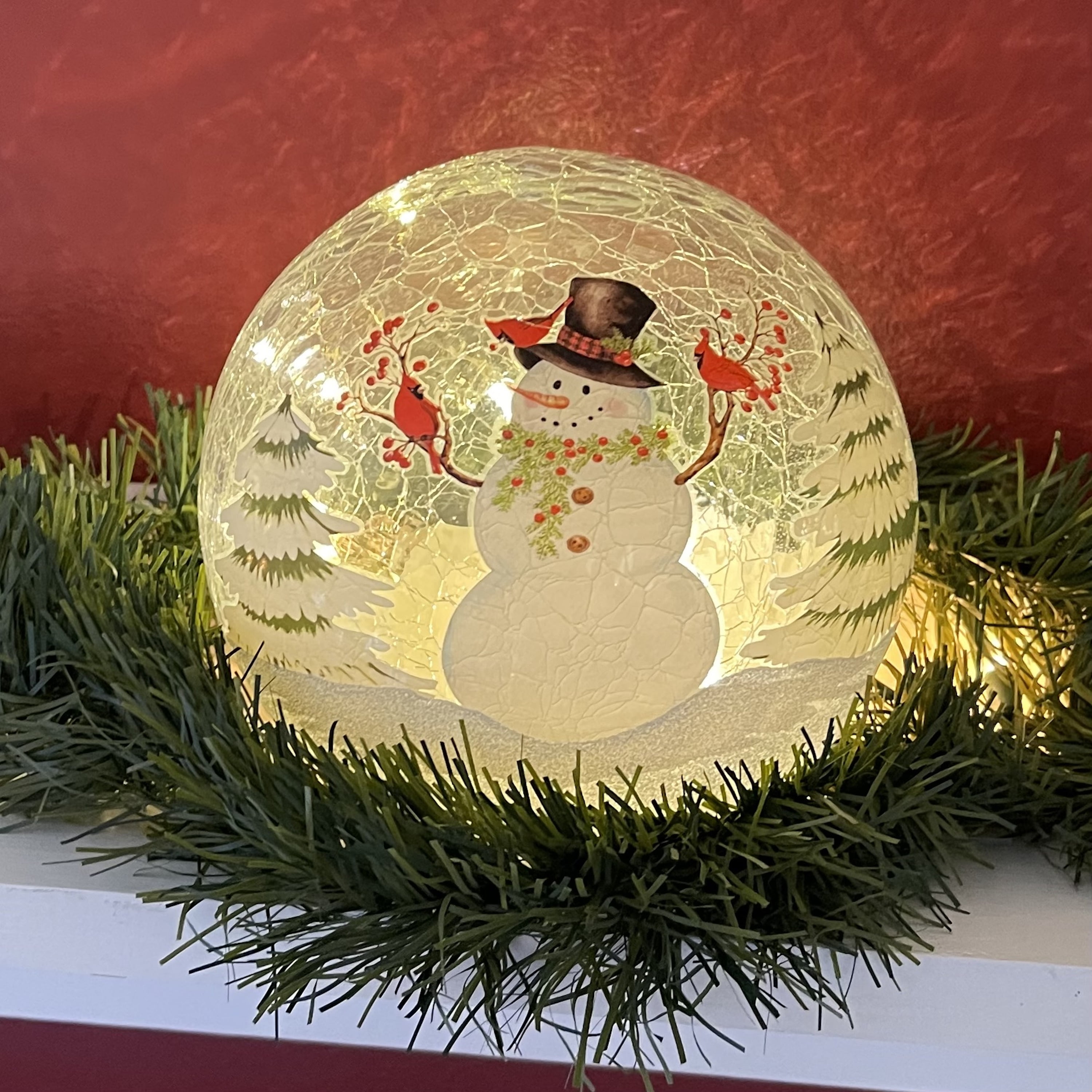 Gift Essentials LED Crackle Glass Snowman Christmas Globe GE3018 ...
