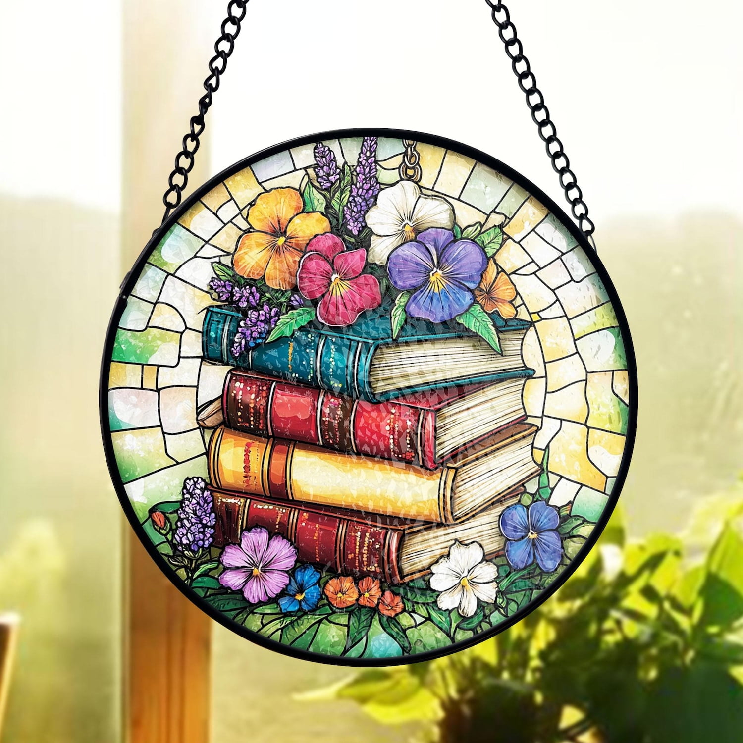 Gift For Book Lover Stained Glass Suncatcher, Librarian Job Suncatcher ...