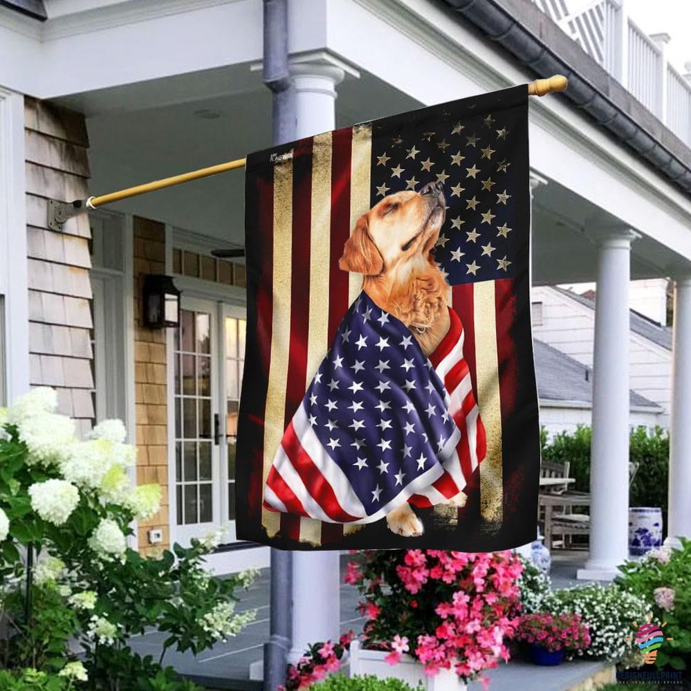 Gift For Dog Lover Golden Retriever American Patriot Flag - Walmart.com