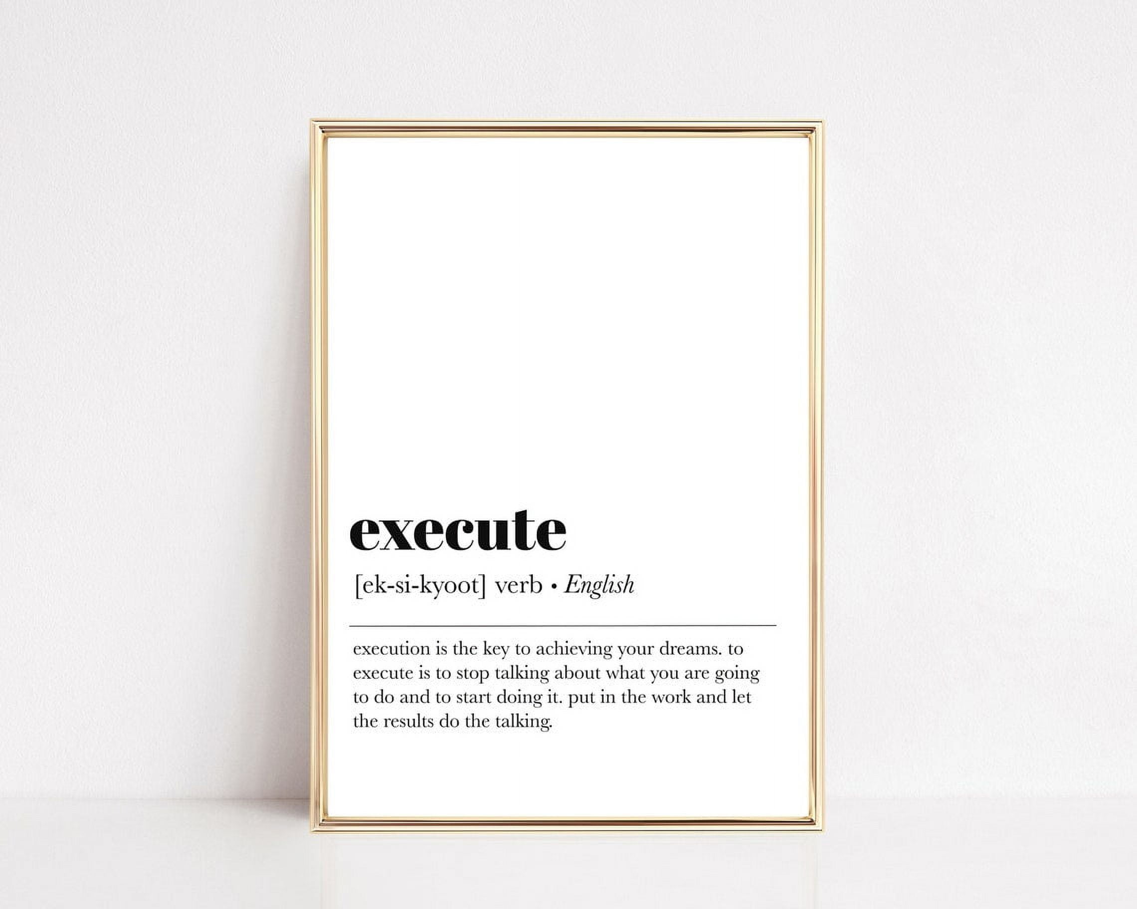 Gift For Entrepreneur Execute Definition Home Office Wall Art ...