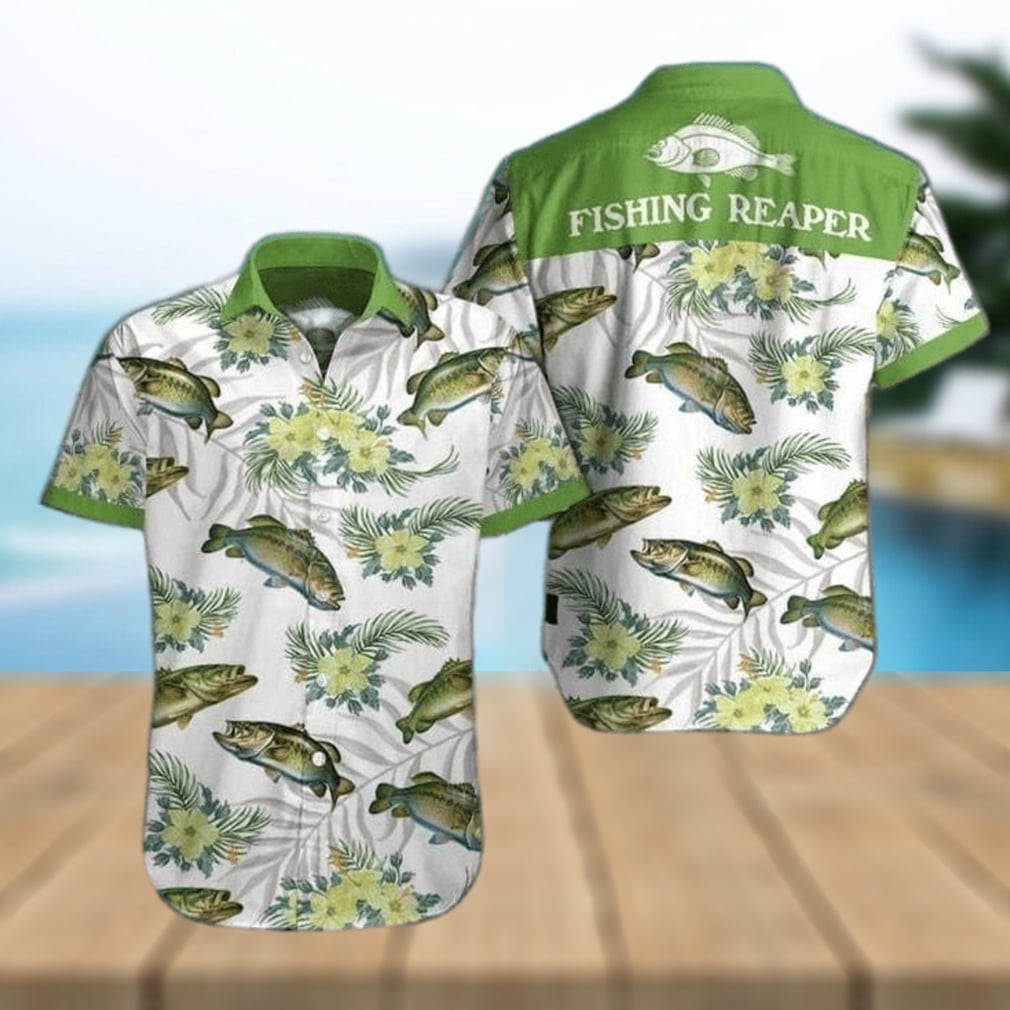 Gift For Father Fishing Reaper Green Tropical Unisex Hawaiian Shirts ...