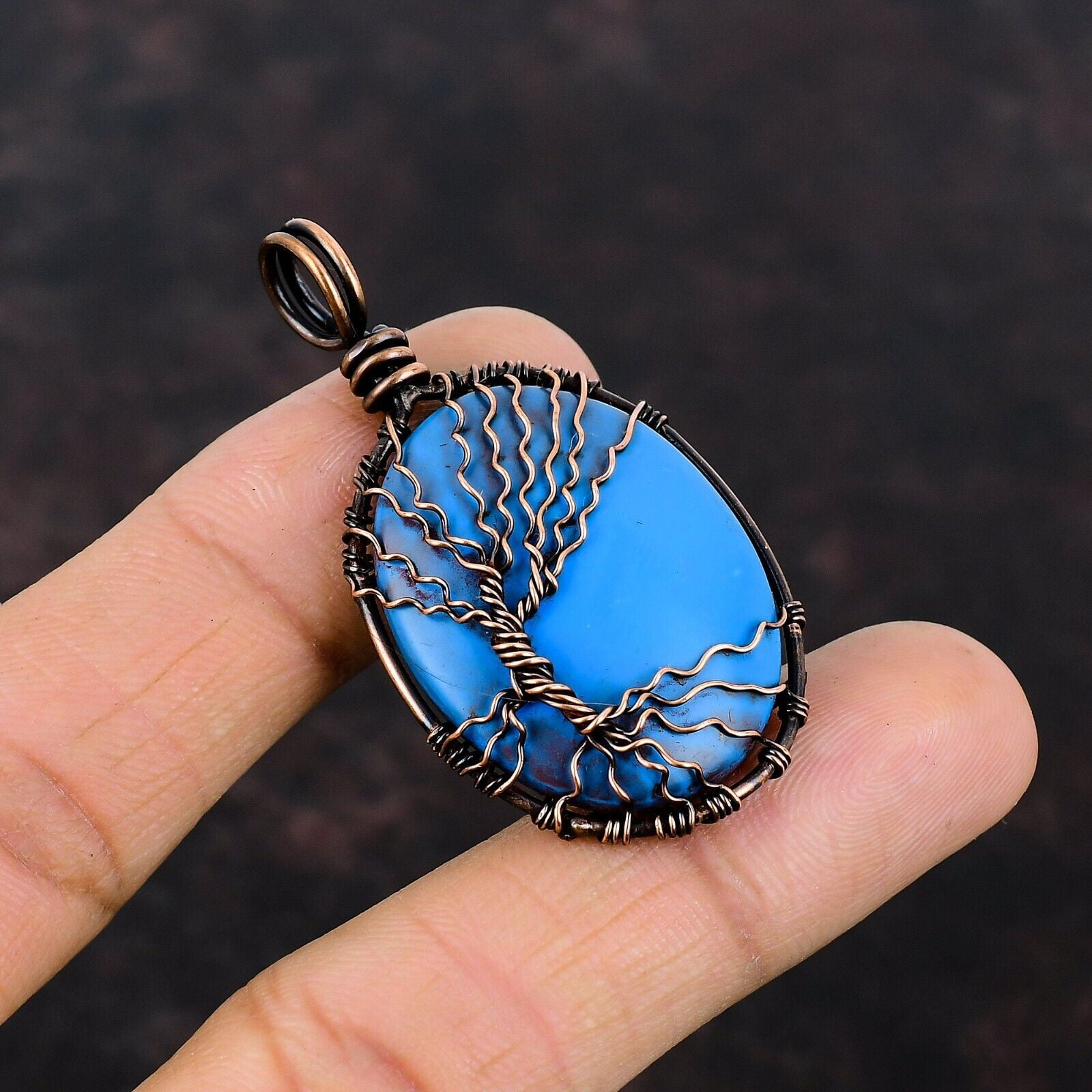 Gift For Her Sleeping Beauty Turquoise Wire Wrapped Tree Of Life Copper ...