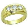 Gift For Him Men's Rings Stainless Steel Gold Round Stone Band ...