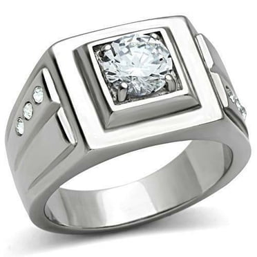Mens Rings Masculine Round Stainless Steel Signet - Walmart.com