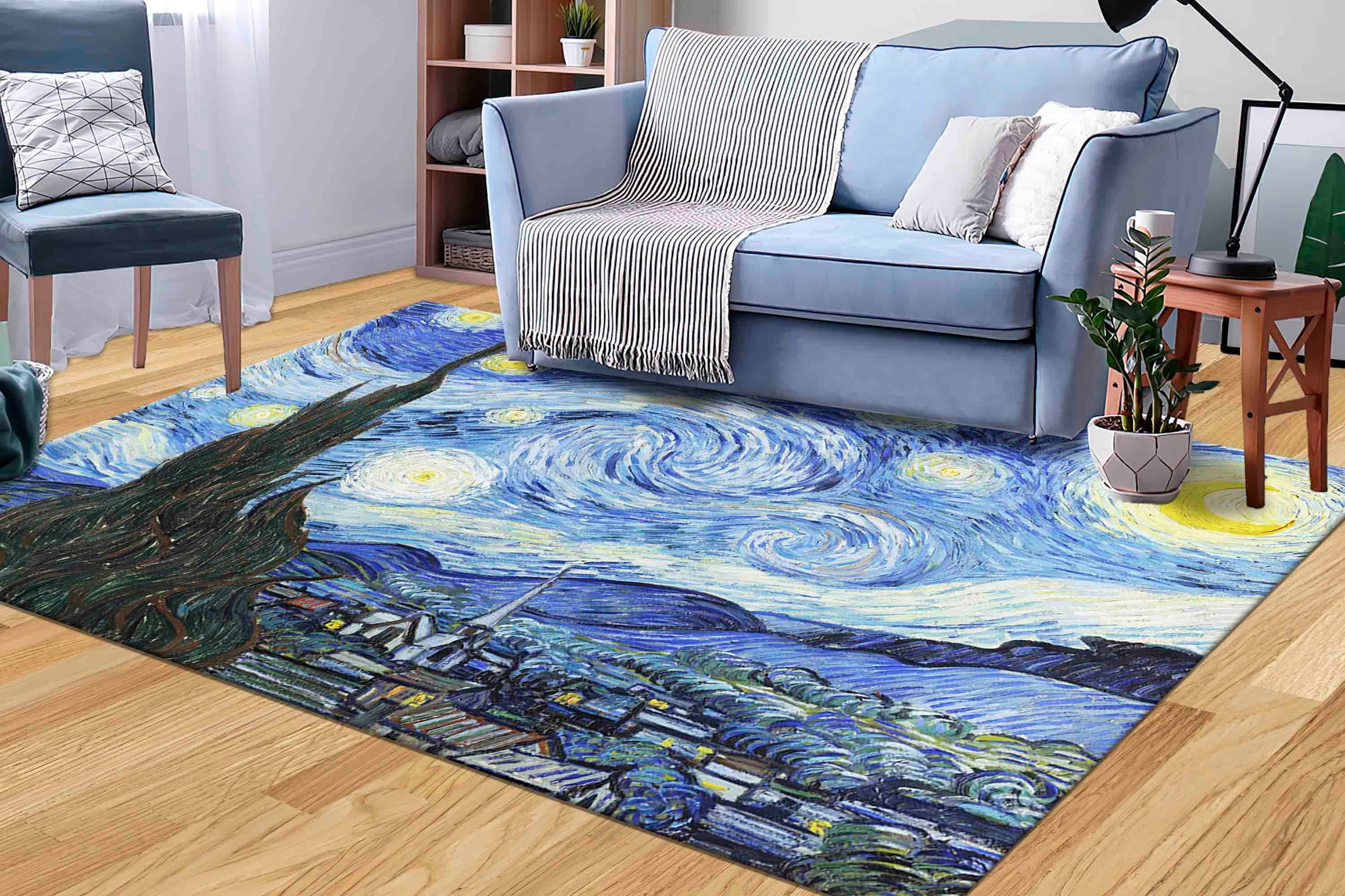 Gift For Him Rug, The Starry Night Rugs, Bath Rug, Famous Rug, Home ...