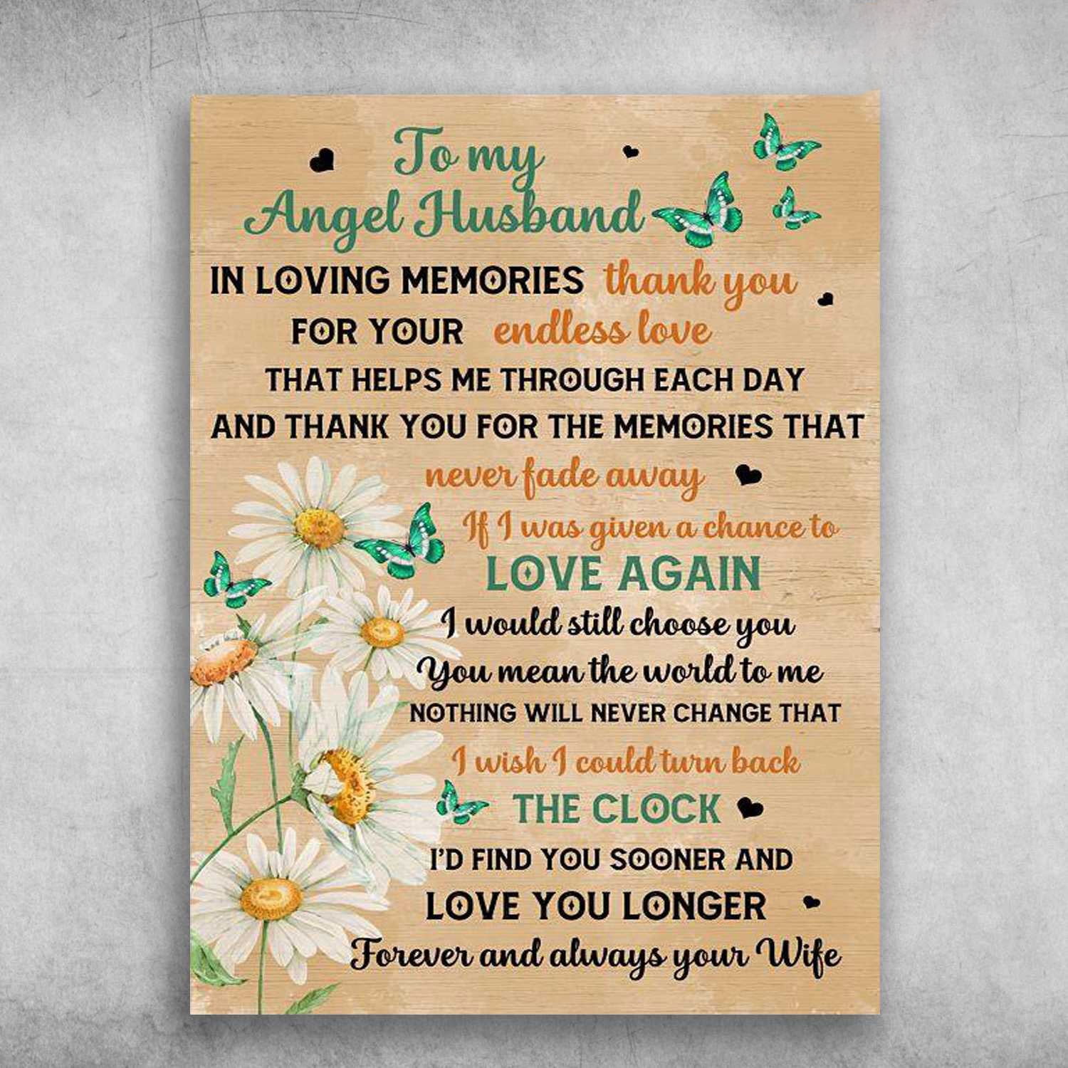 Gift For Husband, To My Angel Husband, In Loving Memories, Thank You ...