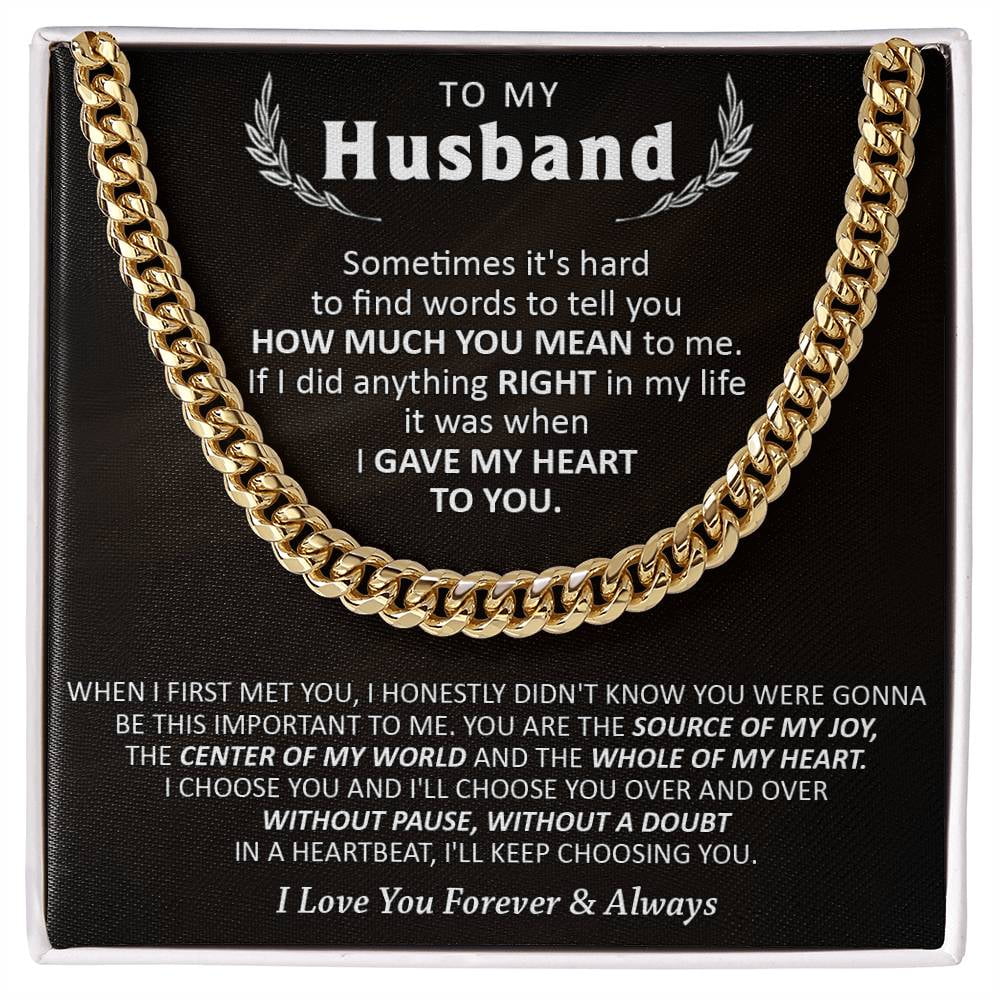 Gift For Husband - Words, Cuban Link Chain, Stainless Steel or Yellow ...