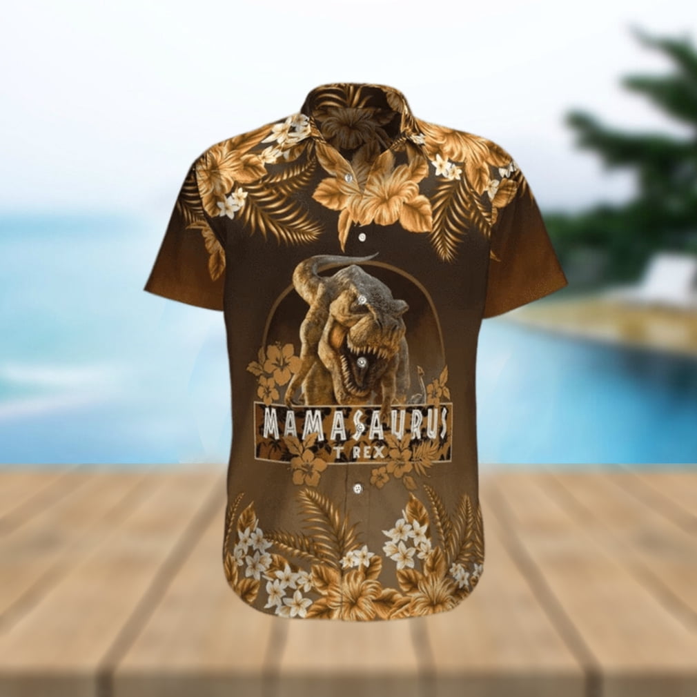 Gift For Mother Mamasaurus T Rex Brown Hibiscus Unisex Hawaiian Shirts ...