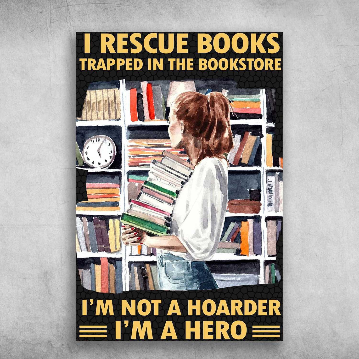 Gift For Reader, Book Lover, I Rescue Books, Trapper In The Bookstore ...