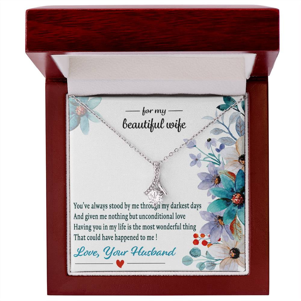 Gift For Wife with Heartfelt Message, Alluring Beauty Necklace, 14k ...