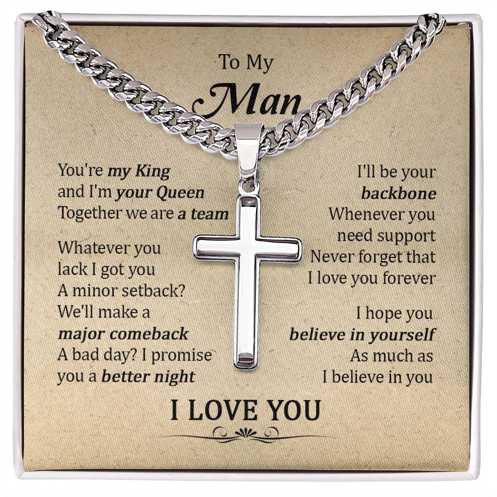 Gift For Your Man - Be Your Backbone - Cuban Link Chain with Artisan ...