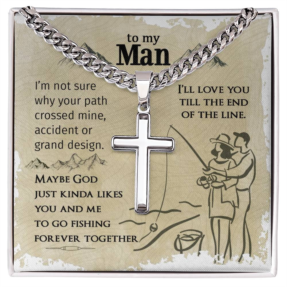 Gift For Your Man - Go Fishing Together Forever - Cuban Link Chain with ...
