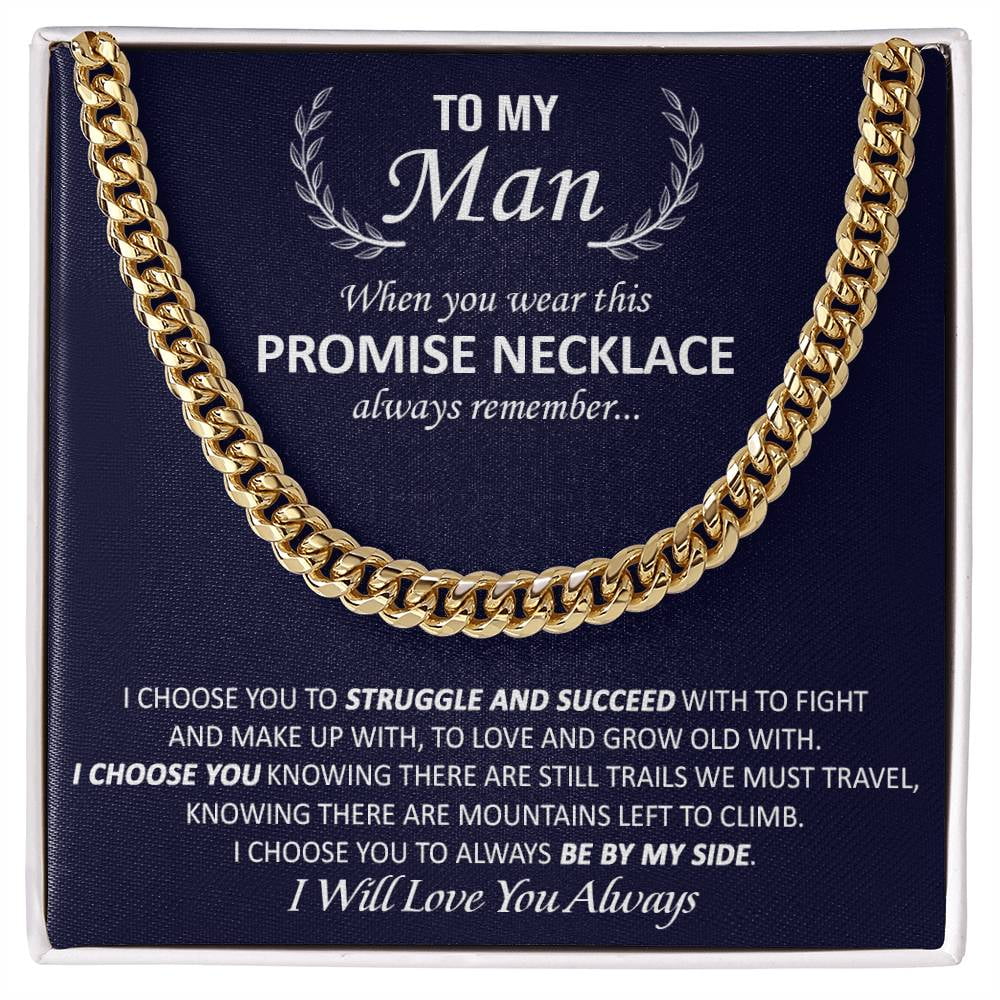 Gift For Your Man - Promise, Cuban Link Chain, Stainless Steel or ...