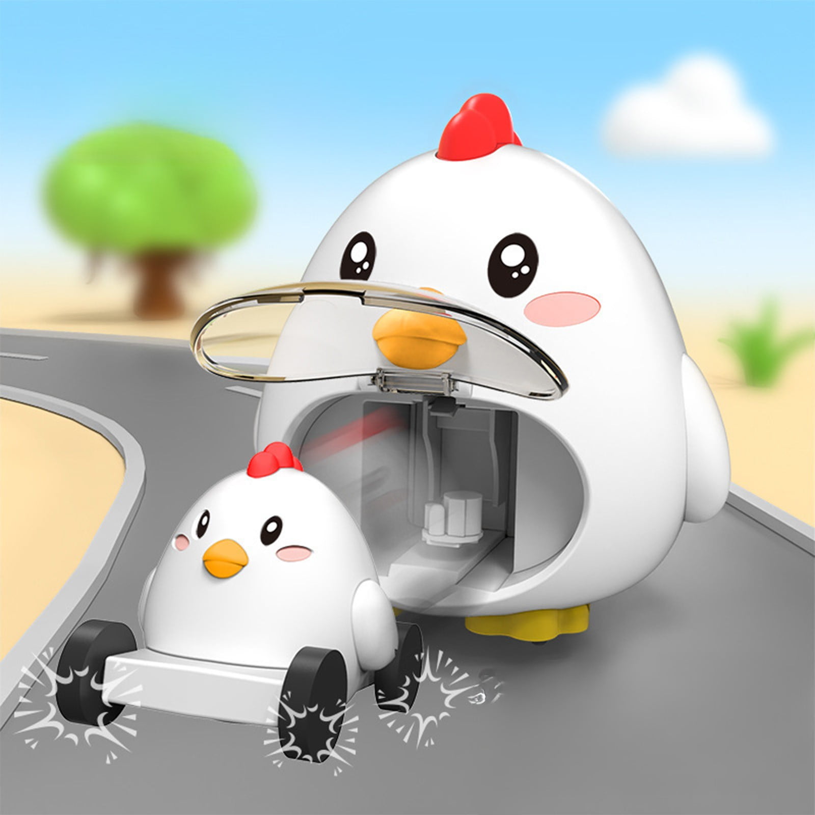 Gift for Girl Boy Kid Cute Cartoons Animals Child Catapult Car Mini ...