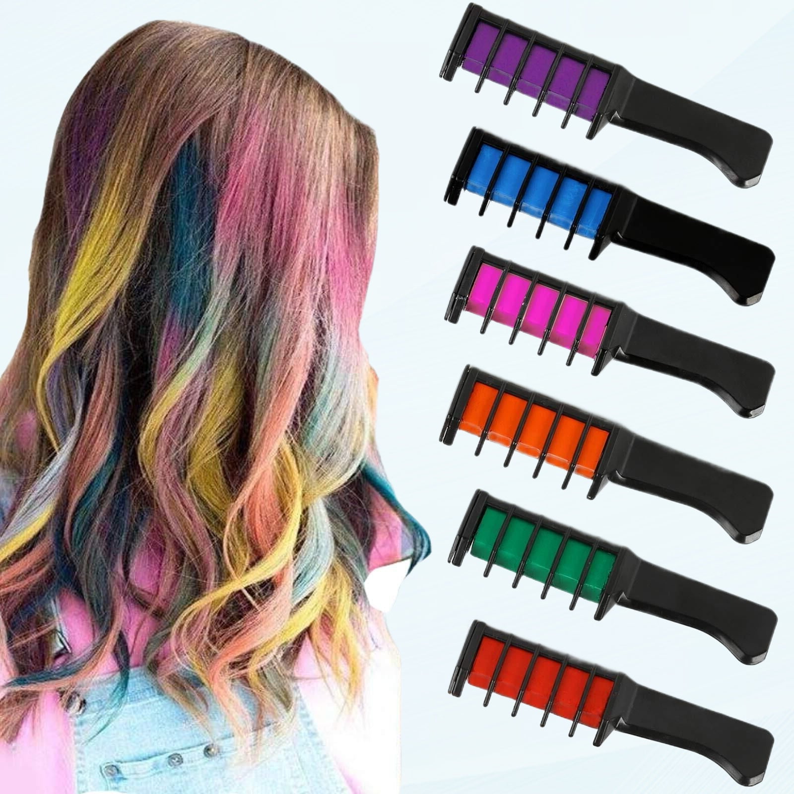 Gift Girls Hair Chalk, 6 Colors Temporary Hair Chalk Comb, Non-toxic ...