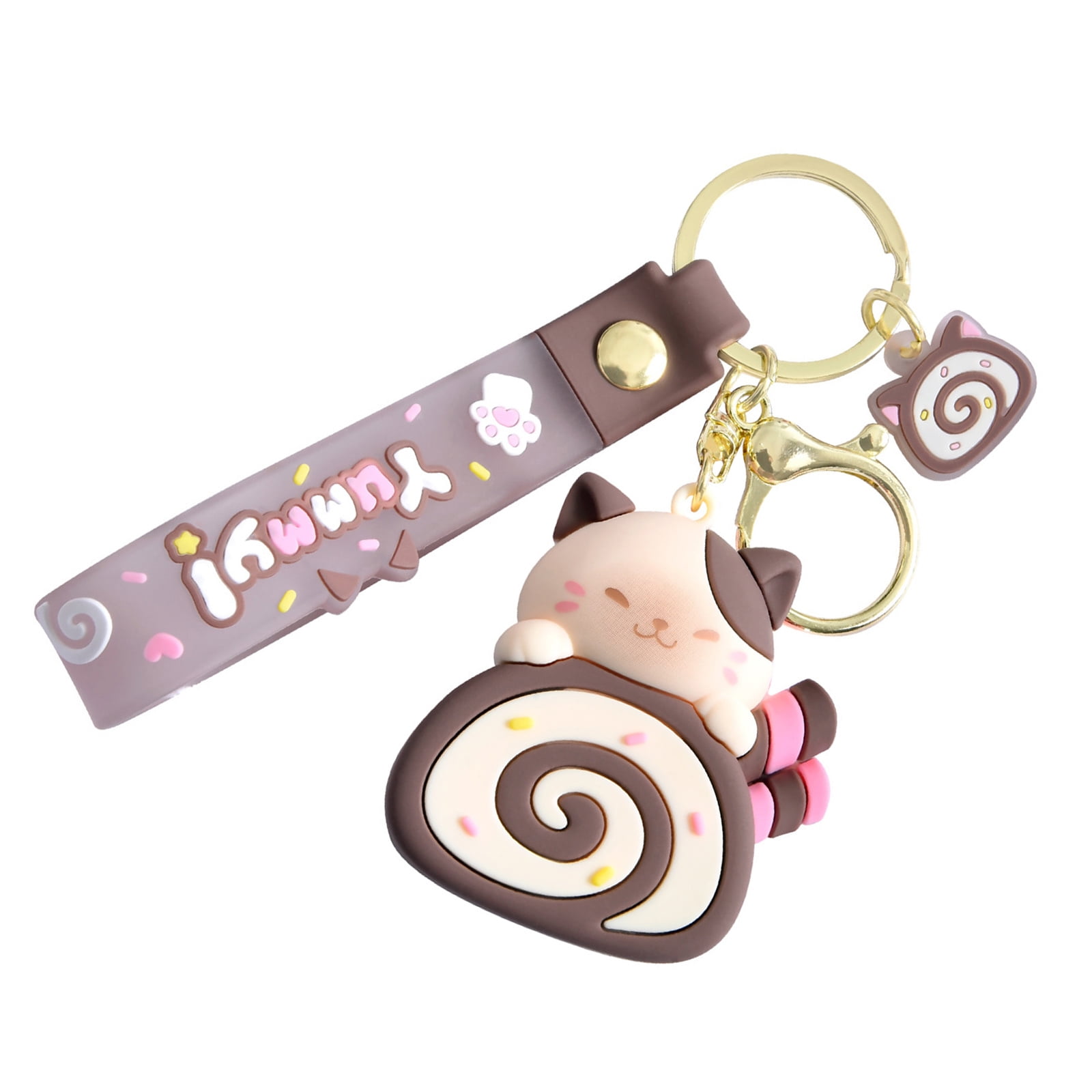 Gift Key Chain Cartoon Key Chain with Cake Roll Shape Pendant Cake Roll ...
