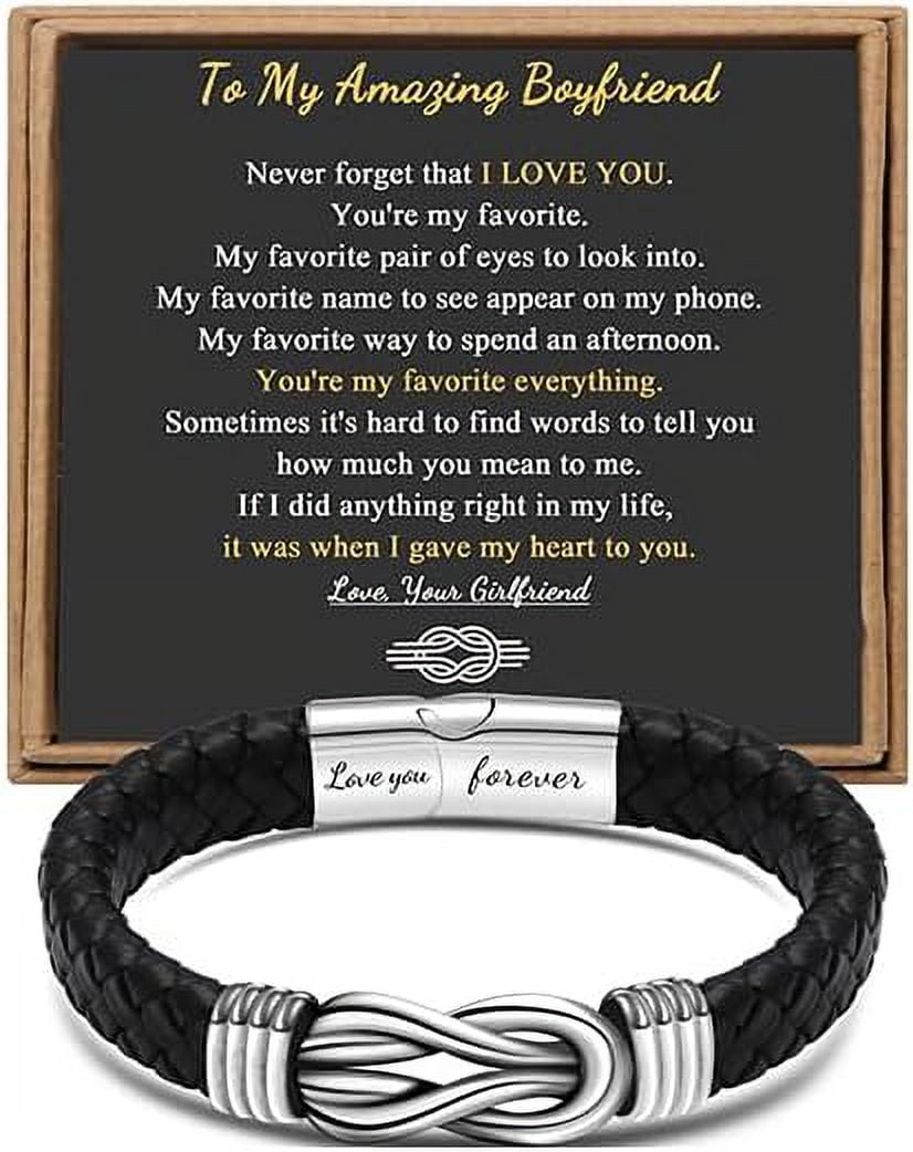 Gift For Men Black Braided Leather Infinity Bracelet For Men Dad ...