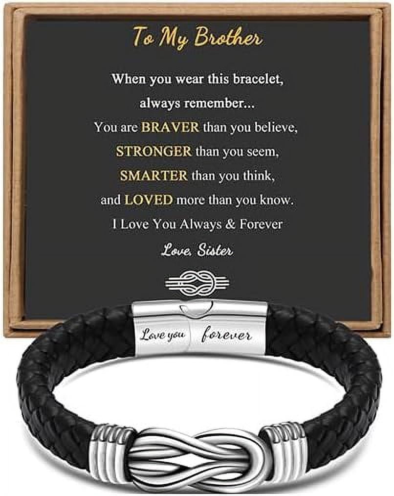 Gift For Men Black Braided Leather Infinity Bracelet For Men Dad ...