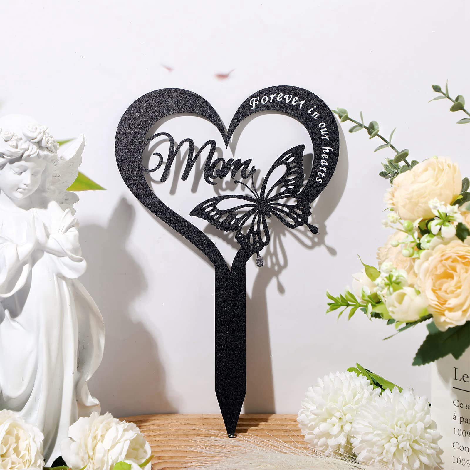 Gift for Mom,Cemetery Heart Shaped Grave Markers Memorial Stakes ...