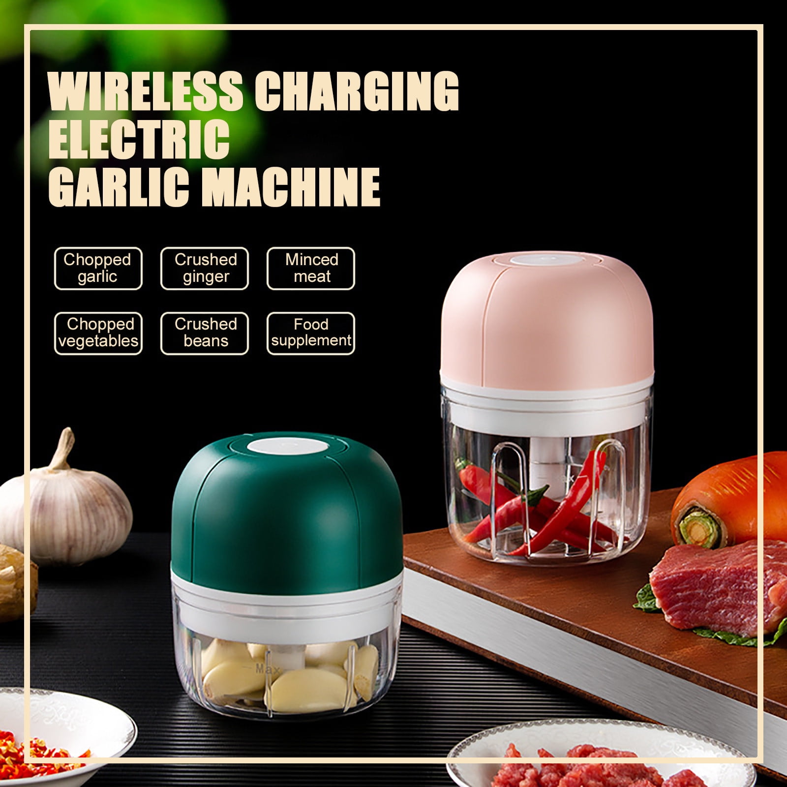 TistGsts Wireless Mini Food Chopper, Garlic Blender, Stainless Steel ...