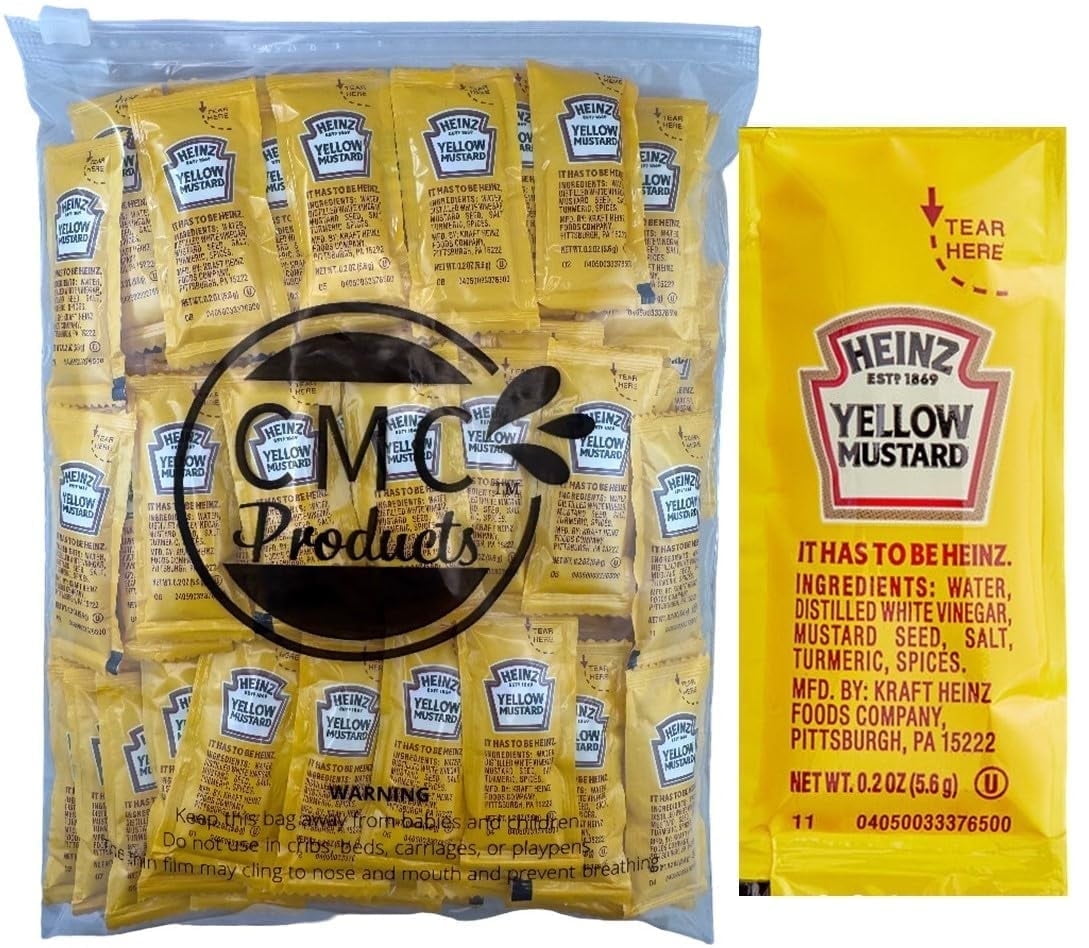 Gift Set – Yellow Mustard Packets 100 Count (5.6g Each) in Resealable ...
