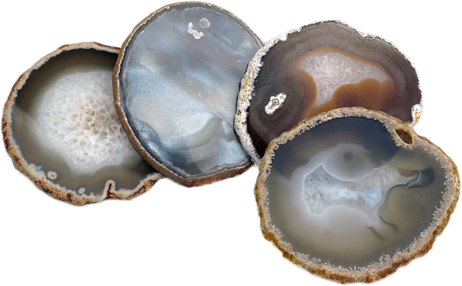 Gift Set of Four Genuine Brazilian Drink Agate Coasters Geode Slices ...