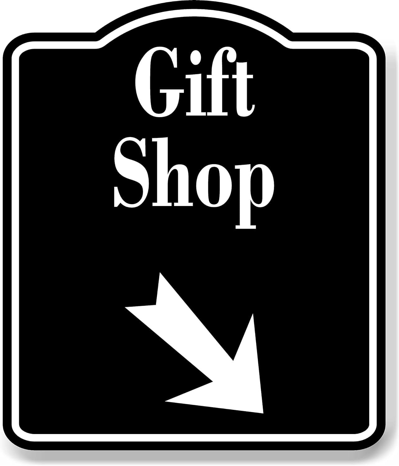 Gift Shop 45 Degree Down Right Arrow BLACK Aluminum Composite Sign, 15 ...
