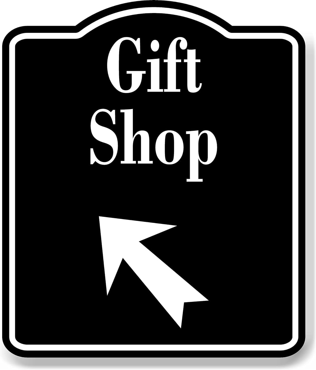 Gift Shop 45 Degree Up Left Arrow BLACK Aluminum Composite Sign, 15"x18 ...