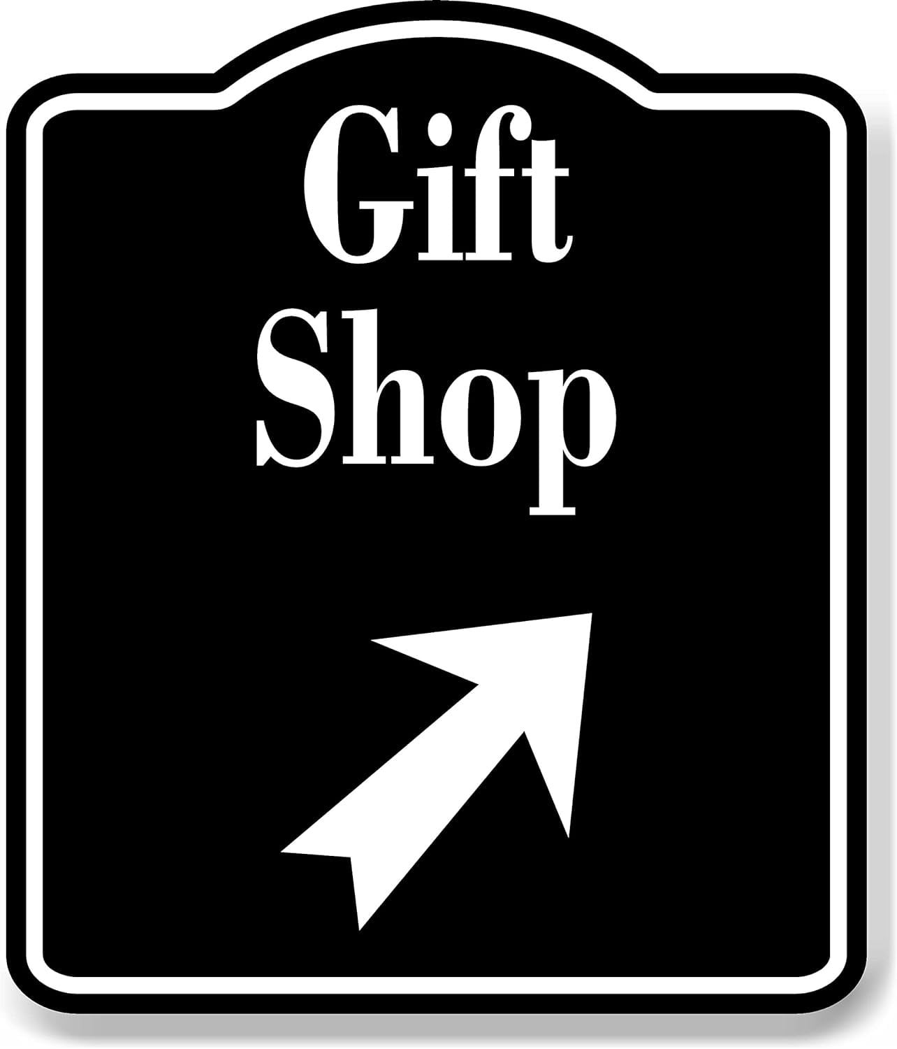 Gift Shop 45 Degree Up Right Arrow BLACK Aluminum Composite Sign, 8.5 ...