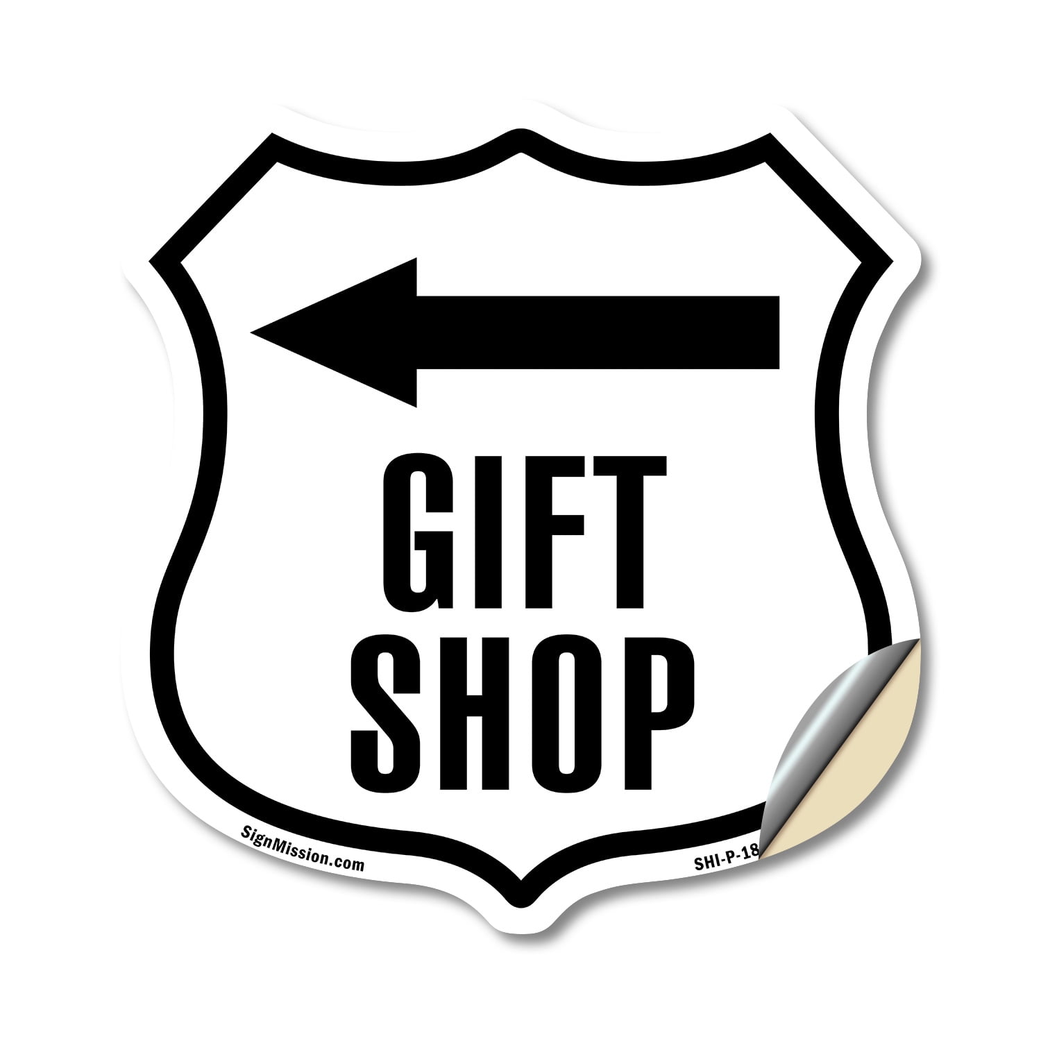 Gift Shop Left 12 inch X 12 inch Shield Shaped Heavy Duty 3.2 mil Vinyl ...