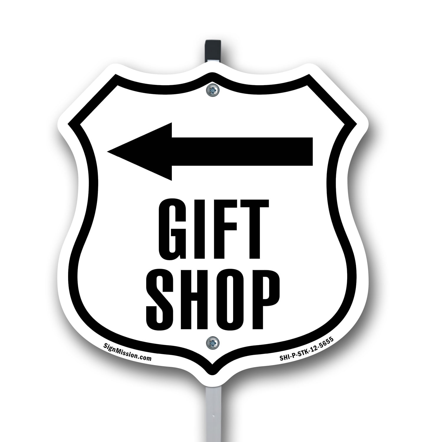 Gift Shop Left 12 inch X 12 inch Shield Shaped Rust-Free Aluminum Metal ...
