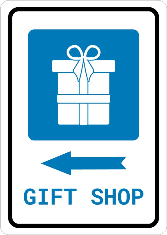 Gift Shop Left Arrow Sign Safety Restriction Alert Attention Caution ...