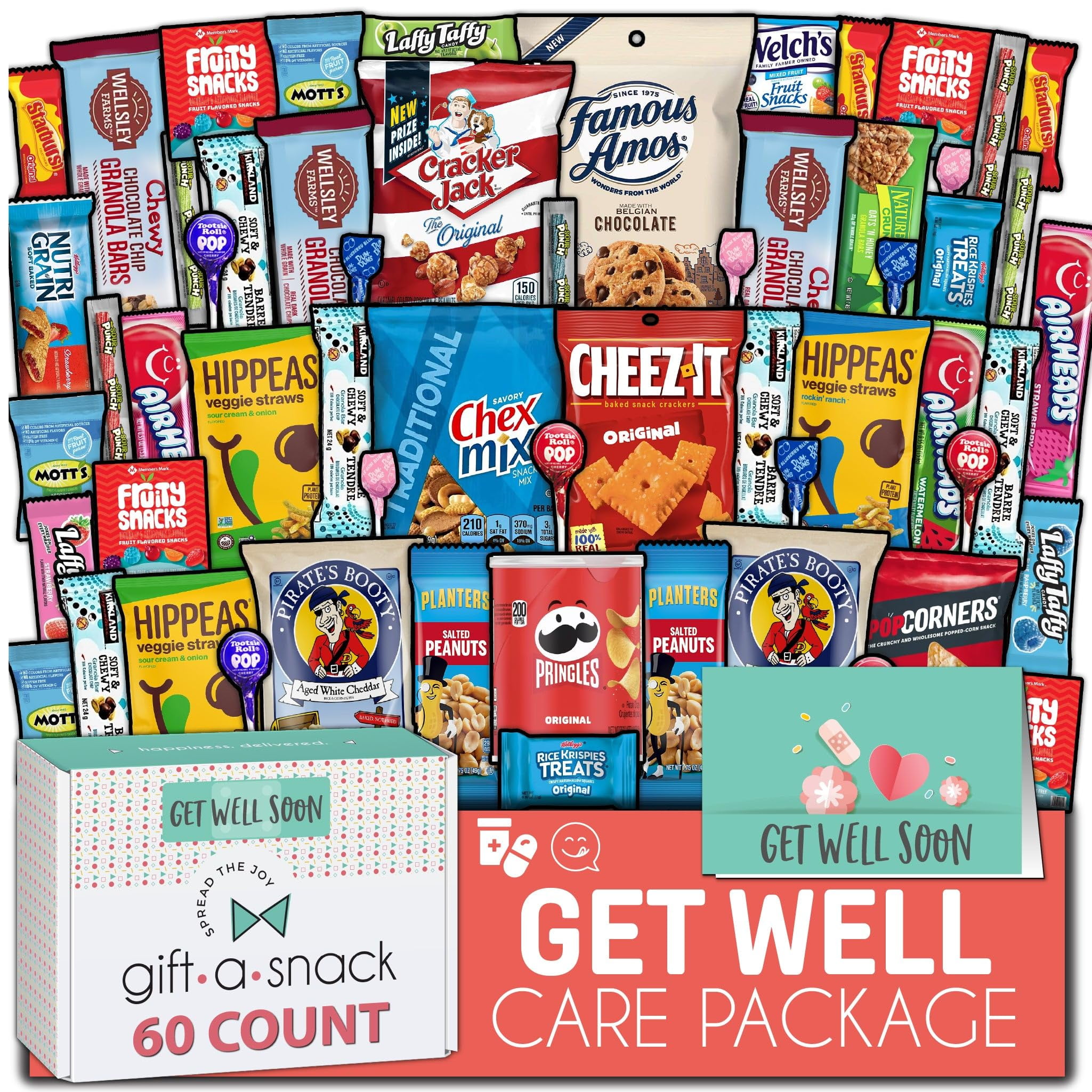 Gift A Snack - BDF32 Get Well Soon Snack Pack Care Package + Greeting ...